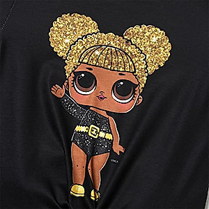 L.O.L. Surprise! Girls Clothes Set Character Print Short Sleeve Tee Top and Shorts Girl Clothes Black 8-9 Years