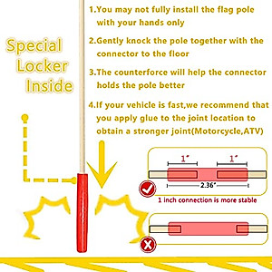 Bike Safety Flag/USA Flag Six Foot Heavy Duty Fiberglass Pole Polyester Full Color Tear-Resistant Waterproof Flag Orange Safety Flag Eagle Flag and American Flag