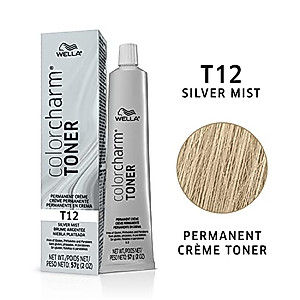 WELLA colorcharm Permanent Crème Toner, Free of Animal-Derivied Ingredients, Parabens Free, Gluten Free, T12 Silver Mist, 2 oz