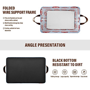 ALAZA Red Lips Fabric Storage Bins Collapsible Storage Cube Organizer Basket with Handles for Shelves Colset Wardrobe Organizition