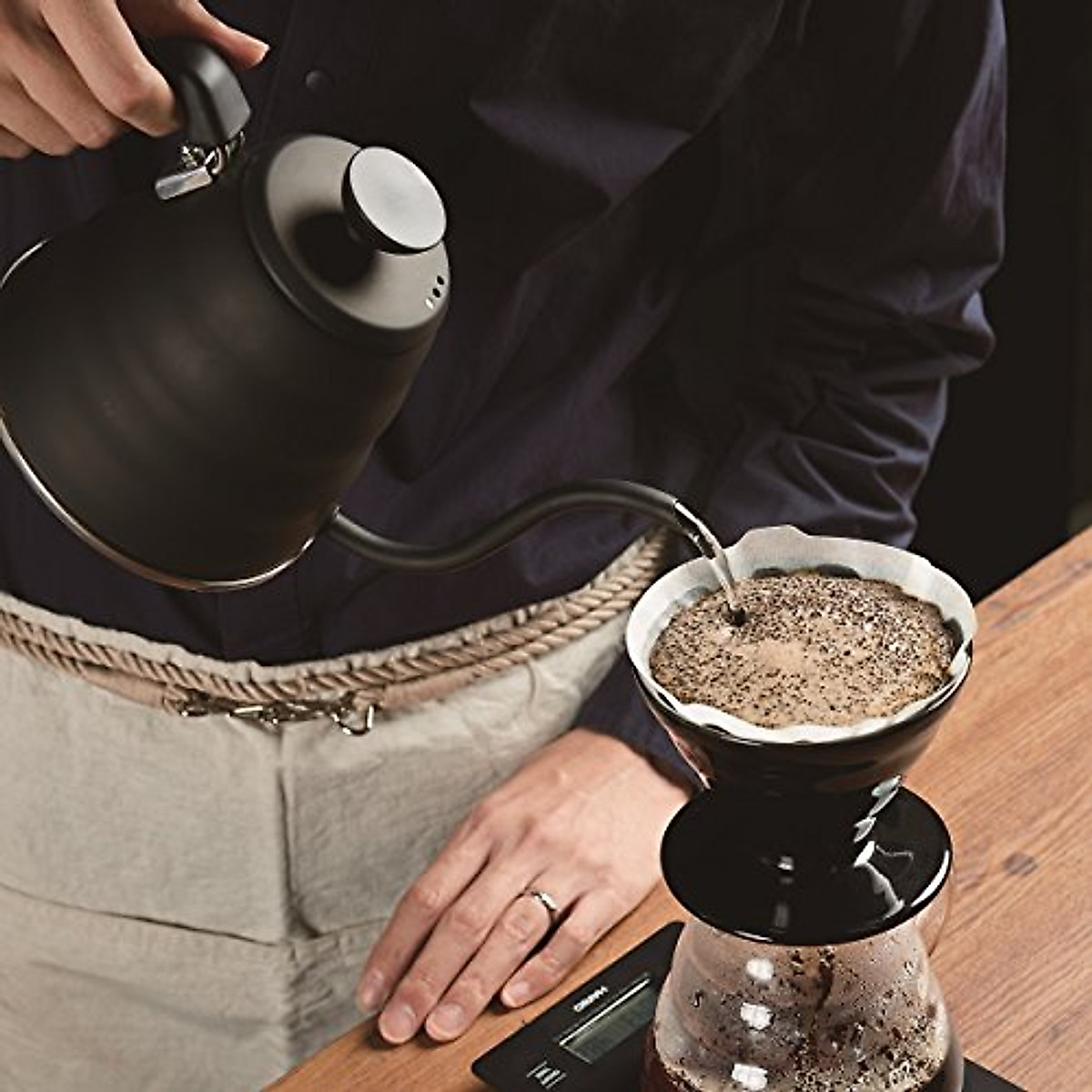 HARIO KDC-02-B V60 Transparent Coffee Dripper 02, Kasuya Model, Black