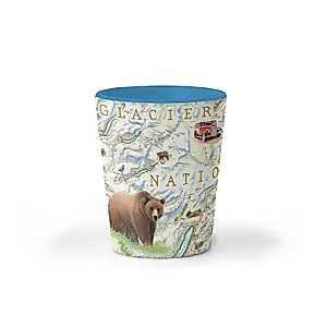 Xplorer Maps Glacier National Park Map Ceramic Shot Glass, BPA-Free - For Office, Home, Gift, Party - Durable and holds 1.5 oz Liquid