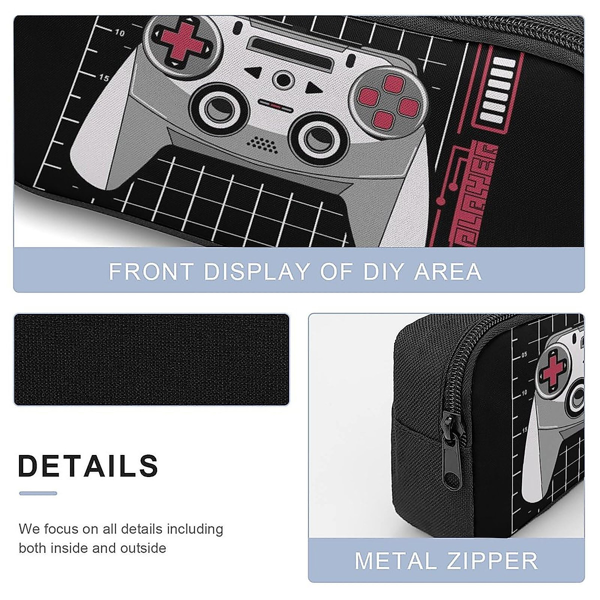 NAWFIVE Joystick Player Backpack with Lunch Box And Pencil Case Set Gamepad Controller Travel Daypack Bookbag for Men Women Laptop Backpack 3pcs