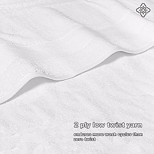 BIOWEAVES 100% Organic Cotton 700 GSM Plush 6-Piece Towel Set GOTS Certified, 2 Bath Towels, 2 Hand Towels & 2 Washcloths - White