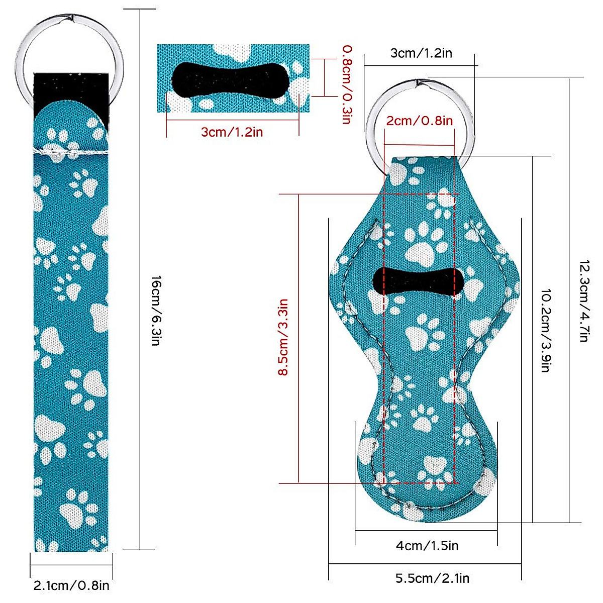 6 pcs Chapstick Holder Keychains with 6 pcs Neoprene Wristlet Keychain Lanyards, Vibrant Colors Lip Balm Keychain Holder, Chapstick Keyring Holder Portable Lipstick Holder Keychains (C 6 pairs)