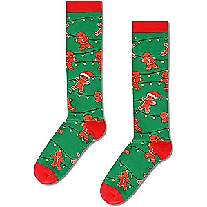 HAPPYPOP Knee High Funny Christmas Socks For Women Girls Holiday Socks Gingerbread Socks, Gingerbread Gifts Stocking Stuffers For Teen Girls Secret Santa Gifts Christmas Gifts