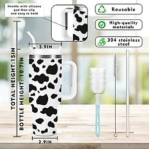 AiHeart 40oz Tumbler with Handle,Spill Proof Lid Straw and Silicone Coaster,Stainless Steel Double Wall Insulated Mug,Travel Coffee Mug, Reusable Water Bottle,Iced Coffee Mug,For Car Cup Rack