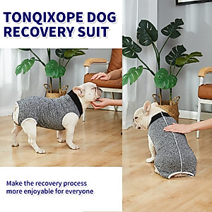 Tonqixope Dog Surgery Recovery Suit-Comfortable & Breathable Dog Recovery Suit After Surgery,Dog Surgical Recovery Suit Female Male,Prevent Licking Dog Onesies,Substitute E-Collar & Cone-Black Small