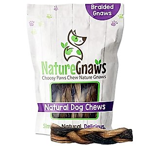 Nature Gnaws Braided Gnaws for Dogs - Premium Natural Beef Dog Chew Treats - Combo of Bully Sticks, Gullet Jerky and Tripe Twists - Rawhide Free