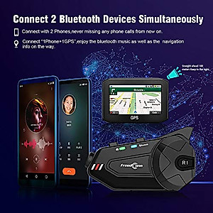 FreedConn Motorcycle Helmet Headset with Camera R1plus Bluetooth Intercom 1000M 6 Riders Waterproof Wireless FM Radio Communication Systems for Most Helmets