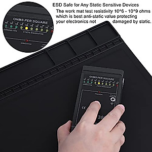 Premium Heat Resistant 932°F Anti Static Mat, HPFIX ESD Mat with Grounding Wire, Grounding Plug, and ESD Wristband, Silicone Soldering Repair Mat for Computer, PC Building, Eelectronics