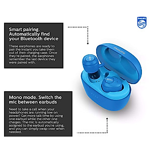 PHILIPS T3215 Wireless in-Ear Earbuds, TWS Bluetooth 5.1 Stereo Headphones, IPX4, Up to 24 (6+18) hrs of Playtime with USB-C Charging case - Blue (TAT3215BL)