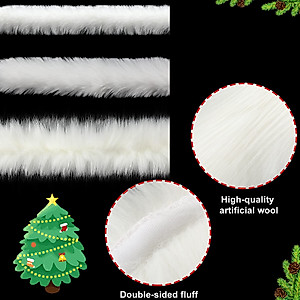 Christmas White Faux Fur Trim 3 Rolls 6 Yards Faux Fur Fabric Fluffy Ribbon Trim Furry Stripe Fake Craft Fur Trim Ribbon for DIY Craft Costume Boots Winter Christmas Tree Garland Decor, 3 Sizes