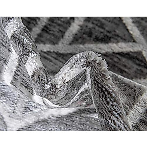 Rugs.com Lattice Trellis Collection Rug – 6' x 9' Gray Low-Pile Rug Perfect for Living Rooms, Large Dining Rooms, Open Floorplans