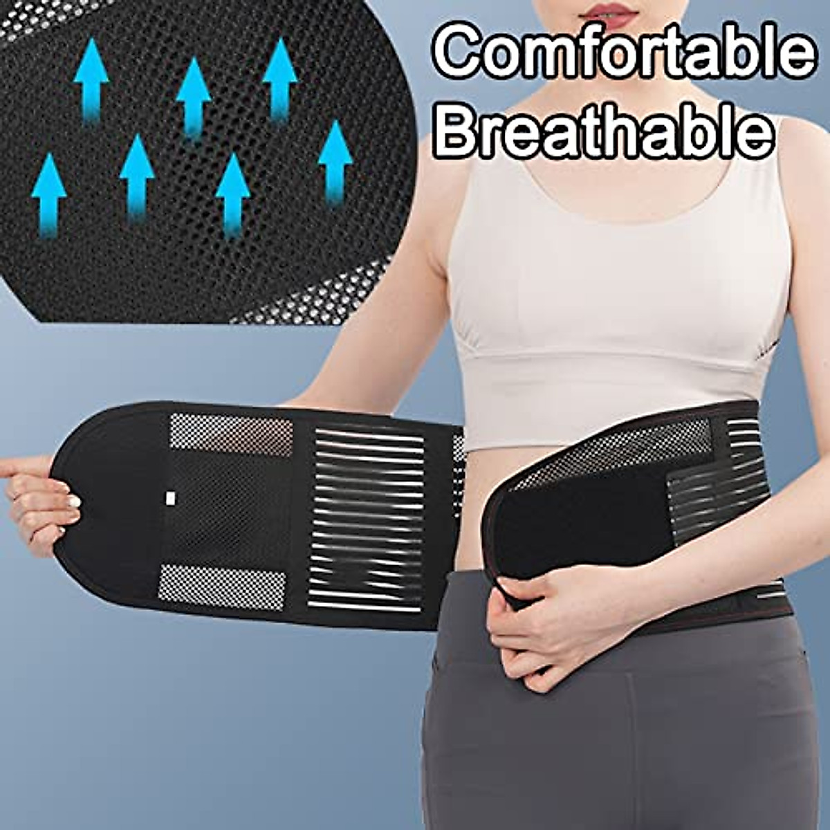 HFSKJWI Lightweight Back Brace with 2 Support Plates for Lower Back Pain Relief,Breathable Mesh Material with Dual Lumbar Pads,Adjustable Lumbar Support Brace for Men Women,XL
