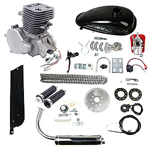 Upgraded 100cc Bicycle Engine, 2 Stroke Motorized Bike Motor Conversion Kit CDI Air-Cooling Petrol Gas Fit for 26"-28" Bikes with V-Frame, Super Fuel-efficient Air-Cooling Modified Full Set
