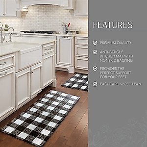 Elrene Home Fashions Farmhouse Living Rustic Comfort Anti-Fatigue Kitchen Mat, 18" x 30", Black/White