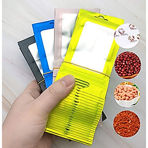 Markeny 200 Pack Mylar Zip Lock Bags Aluminum Foil Bags, Metallic Mylar Foil Flat ZipLock Food Storage Bags Pouch, 6 x 10 cm/2.36 x 3.94 inch, 4 Color