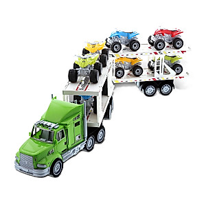 Mozlly Friction Powered ATV or Monster Truck Hauler Playset for Boys and Girls - Toy Car Carrier Truck Toy, Perfect ATV or Monster Truck Trailer Set for Pretend Play or Birthday Gift - Styles May Vary