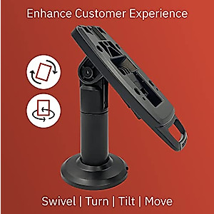 ENS Tailwind Ingenico Desk/3500/5000 7" Latch and Lock Pole Mount Terminal Stand, Slim Design, Adhesive Installation, Black