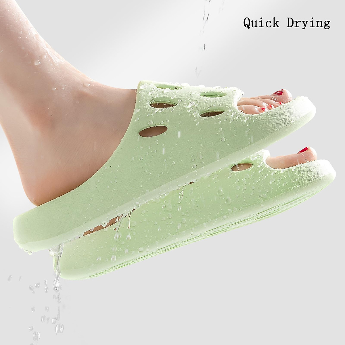Cozshoery Shower Slippers for Women and Men, Quick Drying Pool Slides Lightweight Beach Sandals with Drain Holes