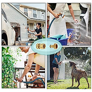 FINEST+ Garden Hose Quick Connector, Solid Brass 3/4 Inch Thread Fitting No-Leak Water Hose Female and Male Easy Connect (6 Sets)