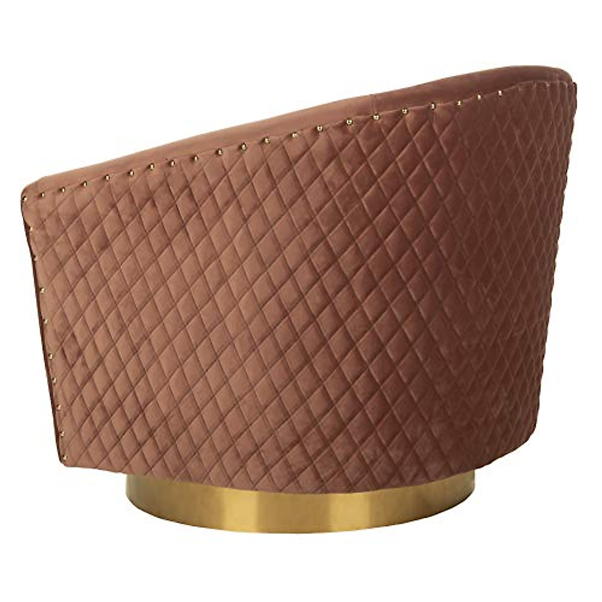 Safavieh Couture Home Clara Glam Dusty Rose Pink Velvet Quilted Swivel Tub Chair