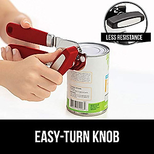 Gorilla Grip Silicone Tongs Set of 2 and Manual Can Opener, Silicone Tongs Are 9 and 12 Inch, Can Opener Includes Built in Bottle Opener, Both in Red Color, 2 Item Bundle