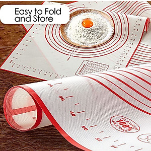 Extra Large Pastry Mat with Measurements 3 Size - 11 Inch, 16 Inch, 24 Inch, Nonstick Silicone Baking Fondant Measuring Pad for Rolling Dough Pie Crust, Pizza and Cookies