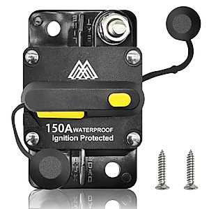 [Full Load Rating] 150 Amp Circuit Breaker Box for Trolling Motor Marine Boat ATV Vehicles Stereo Audio Solar Battery System with Manual Reset Inline Fuse IP67 Waterproof 150a Breaker 12-48V DC