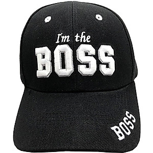 I'm The BOSS Baseball Cap Hat | 3D Embroidery | Sandwich Bill | Adjustable Closure (Black)