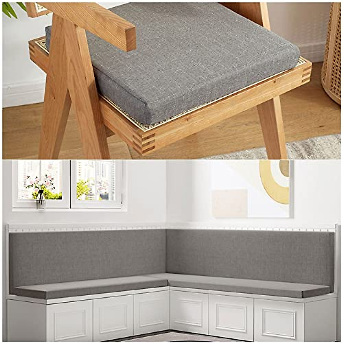 Custom Cushions for Bench Seat, Personalized Size Bay Window Seat Cushions Indoor, Bench Cushions for Outdoor Furniture Non-Slip Bottom, Long Chair Seat Pad for Patio Porch Swing Garden Kitchen