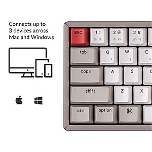 Keychron K6 65% Compact 68-Keys Aluminum Frame Wireless Mechanical Keyboard for Mac, Bluetooth, Multitasking, Wired Gaming Keyboard for Windows Non-Backlit with Keychron Brown Switch