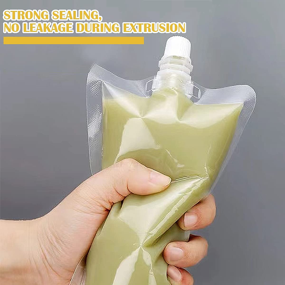 DOERDO 100 Pcs Drink Pouches Bags Juice Bags Flasks Clear Stand up Drink Container for Coffee Water Beer Juice Milk, 200ml/6.8oz