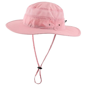 Home Prefer Womens Sun Hat Lightweight Mesh Bucket Hat UPF50+ Wide Brim Sun Protection Caps Pink