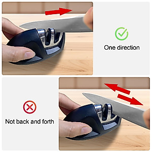 Vosda Knife Sharpener, 2-Stage Coarse & Fine Kitchen Knife Sharpener Tool, Black Afilador De Cuchillos, Scissor Pocket Knife Straight Knives Professional Sharpening Tool, Non-Slip Base