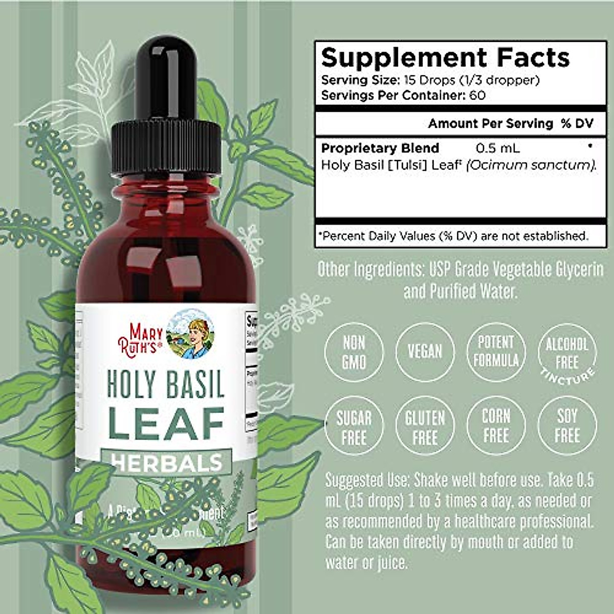 USDA Organic Holy Basil Drops & Black Cumin Seed Oil Bundle by MaryRuth's | Stress Relief | Supports Cognitive Function & Calmness | Antioxidant | Immune Support | Heart Health, Hair, and Skin.
