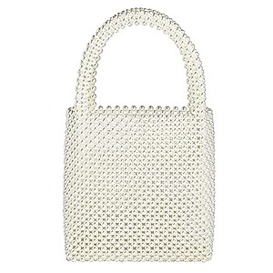 Grandxii Pearl Clutch Purse White Summer Handbag Tote Bag Evening Party Bag With Pearls For Women