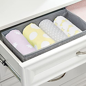 mDesign Fabric Drawer Organizer Bins, Kids/Baby Nursery Dresser, Closet, Shelf, Playroom Organization, Hold Clothes, Toys, Diapers, Bibs, Blankets, Lido Collection - 6 Pack - Gray