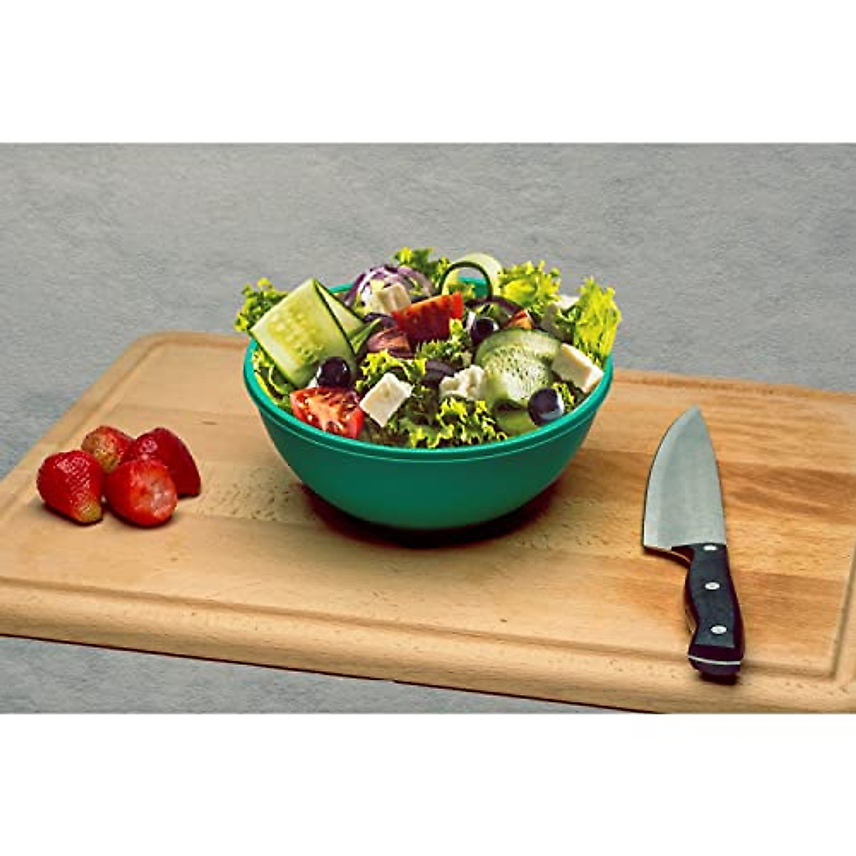 Jokari 2 Qt Self Draining Salad Bowl Set to Keep Fruit and Veggies Fresh and Crisp for Days. Includes Plastic Colander Style Strainer Plate that Nests Inside the Bowl and Tight Sealing Lid