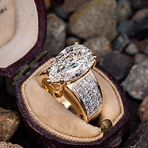 925 Sterling Silver Ladies Classic Elegant Pear Shape Diamond Ring 18K Rose Gold Plated Square Cut AAA Cubic Zirconia Ring Ladies 925 Engagement Wedding Ring Sizes 6-10 604 (8)