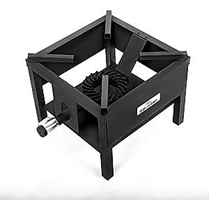 COOKAMP High Pressure 1-Burner Outdoor Propane Gas Cooker with 0-20 PSI Adjustable Regulator and Steel Braided Hose SA1710