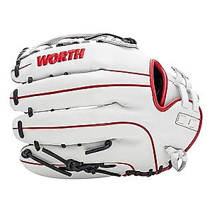 Worth | Freedom Series Slowpitch Softball Glove | 13 Inch | White/Navy/Red | Left Hand Throw