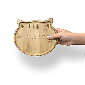 JB Home Collection 4572, Natural Bamboo Cat Serving Tray for Snacks Appetizer Fruit Vegetable | Food Platter | Picnic Kitchen Party | Eco-Friendly Plates