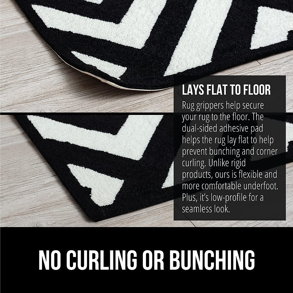 Gorilla Grip Antifatigue Mat and Rug Grippers, Rug Grippers Set of 8, No Curl Grippers or Side Bunch, Kitchen Floor Mat Size 39x20 in Black, Thick Ergonomic Standing Office Desk Mat, 2 Item Bundle