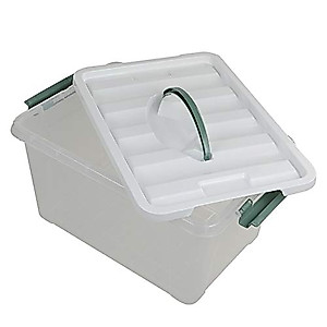 Saedy 14 Quart Latching Box, Great Funtionality Plastic Storage Bin with Lid, Clear Transparent Box with Handles