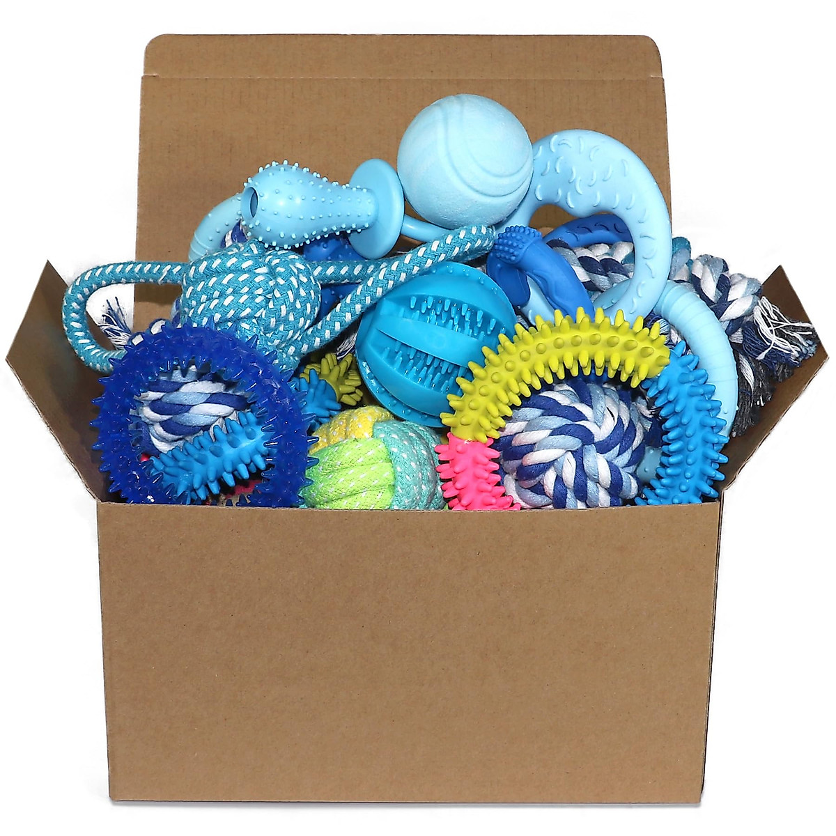 PawsAion 20 Pack Puppy Toys Set - Puppy Chew Toys for Teething, Interactive Dog Teething Toy for Small Breeds - Tough Rope Toys for Puppies, Cute Soft Rubber Toys Bundle for Teeting Pets