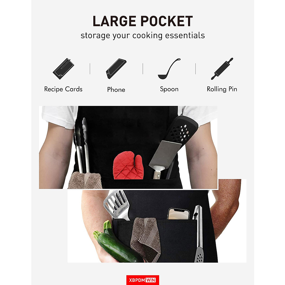 XBPDMWIN Funny Aprons for Women - Cute Kitchen Aprons with 2 Pockets for Cooking Baking - Birthday, Valentines Day, Mother's Day Apron Gifts for Mom Wife Girlfriend Aunt Grandma