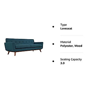 Modway Engage Mid-Century Modern Upholstered Fabric Sofa in Azure