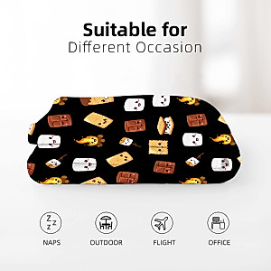 Sofcozlush Cute S'Mores Blanket Marshmallow Cookie Blanket Black Soft Plush Fuzzy Flannel Fleece Throw Blanket for Couch Food Blanket 50"x40" for Kids